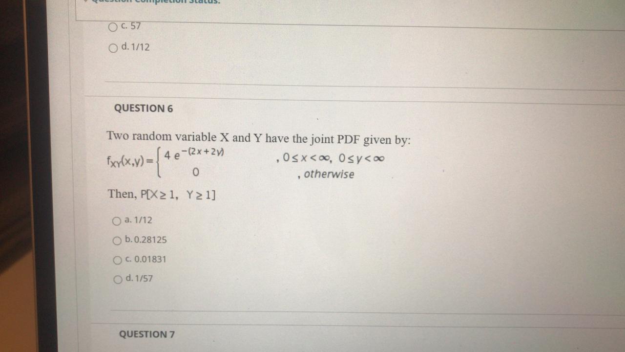 Solved QUESTION 8 Two random variable X and Y have the joint | Chegg.com