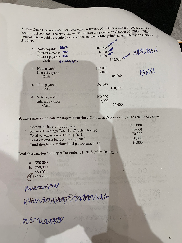 Solved ane Doe's Corporation's fiscal year ends on January | Chegg.com