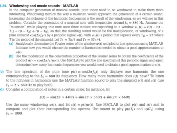 .24. Windowing and music sounds-MATLAB In the | Chegg.com