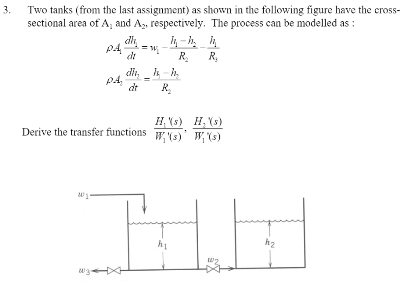 Solved 3. Two tanks (from the last assignment) as shown in | Chegg.com
