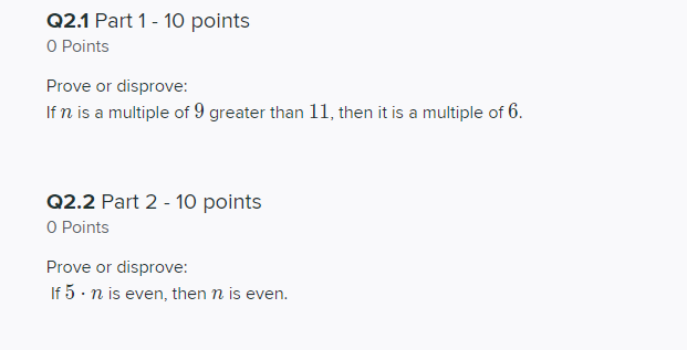 Solved Q2.1 Part 1 - 10 points O Points Prove or disprove: | Chegg.com