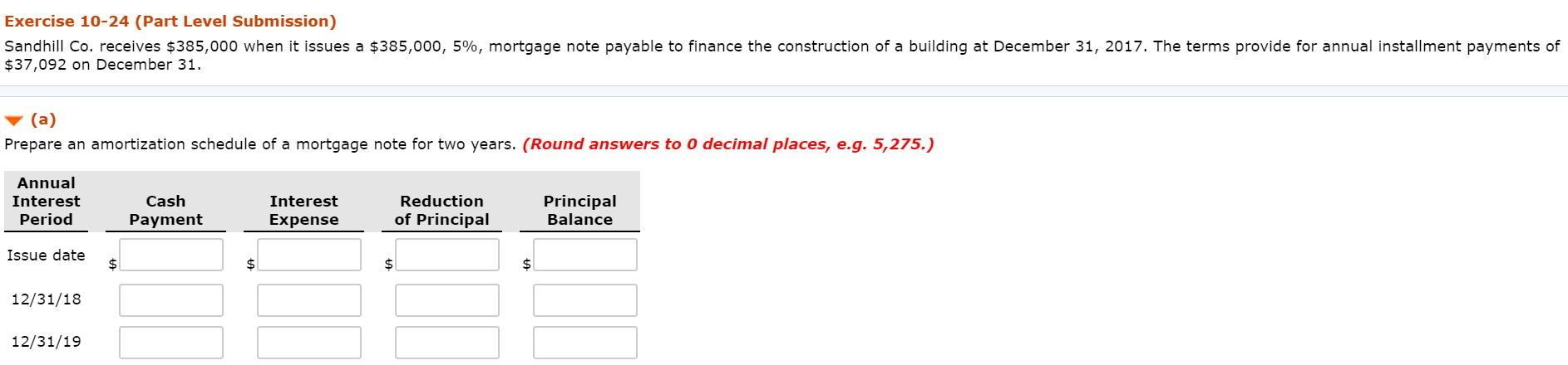 Solved Exercise 10-24 (Part Level Submission) Sandhill Co. | Chegg.com