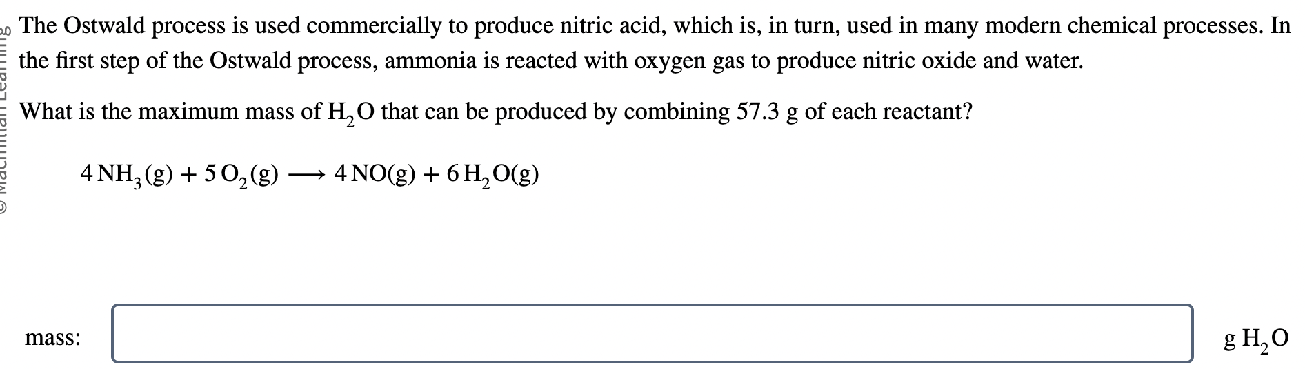 Solved The Ostwald process is used commercially to produce | Chegg.com