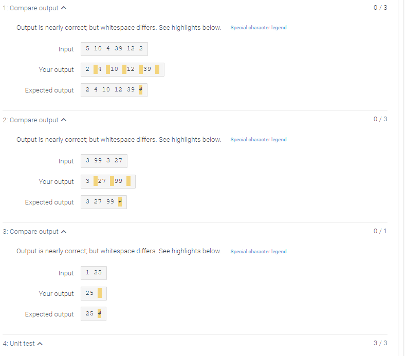 Solved The code is correct but the whitespace nearly | Chegg.com
