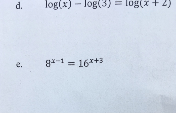 Solved Find exact solutions log(x) - log(3) = log (x + 2) | Chegg.com