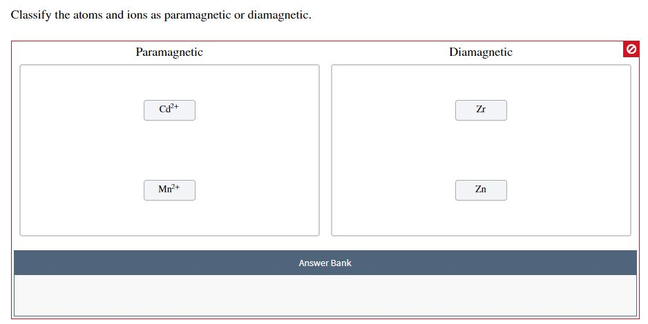 Solved Classify the atoms and ions as paramagnetic or | Chegg.com