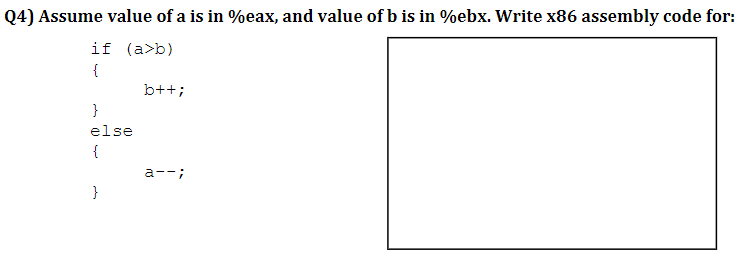 Solved Q4) Assume value of a is in \%eax, and value of b is | Chegg.com