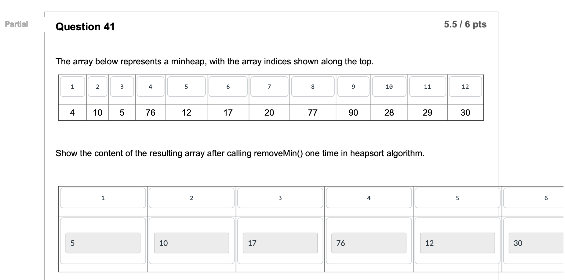 Solved Partial Question 41 55 6 Pts The Array Below 
