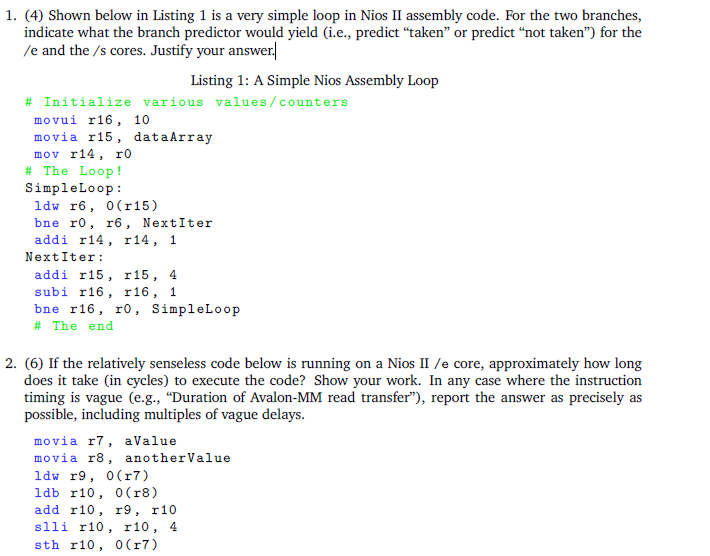 1. (4) Shown below in Listing 1 is a very simple loop | Chegg.com
