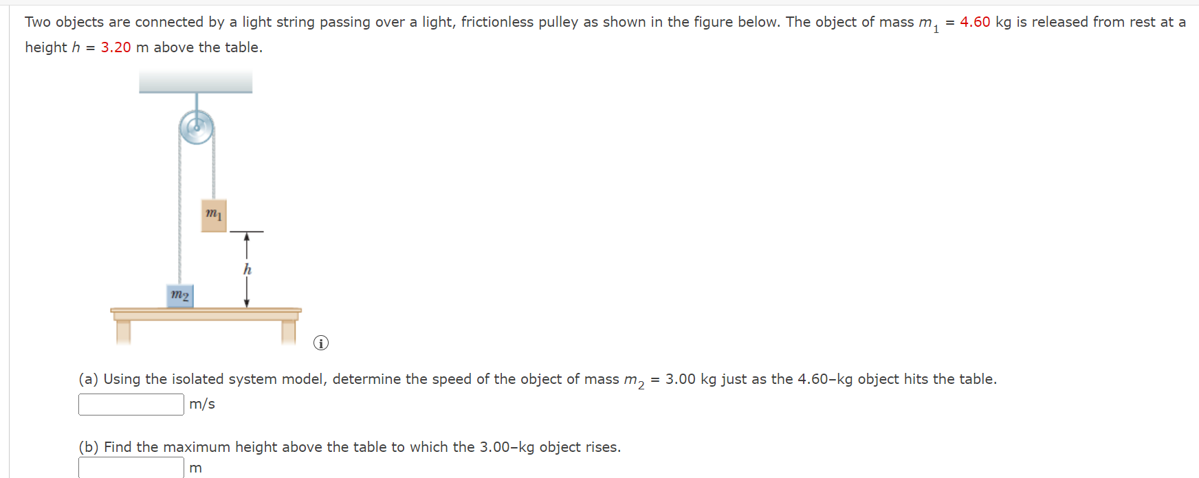 Solved Two objects are connected by a light string passing | Chegg.com