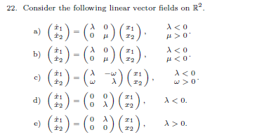 Solved 2. Consider the following linear vector fields on R2. | Chegg.com