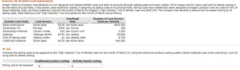 Solved Exercise 18-10 (Part Level Submission) Kragan | Chegg.com