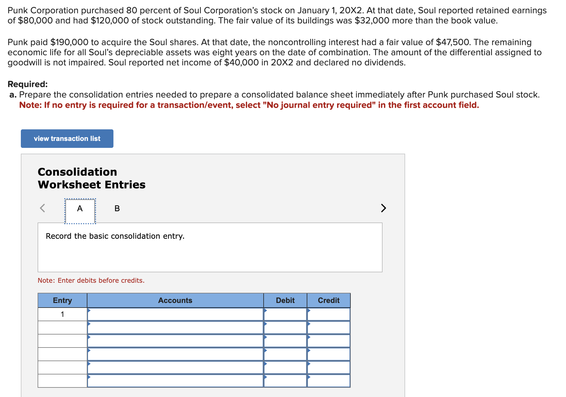 Solved Prepare all consolidation entries needed to prepare a | Chegg.com