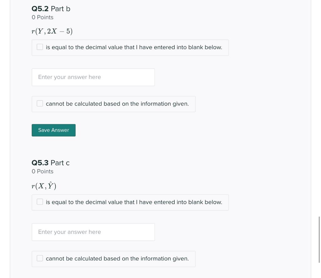 Solved Q5 Correlation and Linear Functions O Points Let | Chegg.com