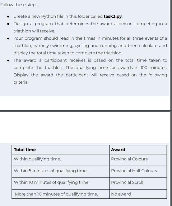 Solved Follow these steps: Create a new Python file in this | Chegg.com