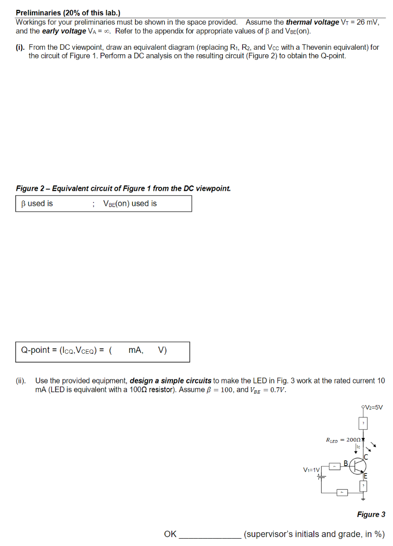 Solved Preliminaries ( 20% of this lab.) Workings for your | Chegg.com