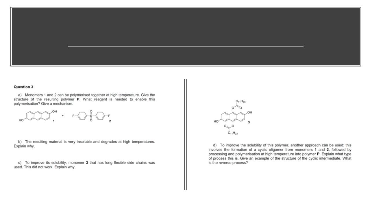Solved CH23 00 a) Monomers 1 and 2 can be polymerised | Chegg.com