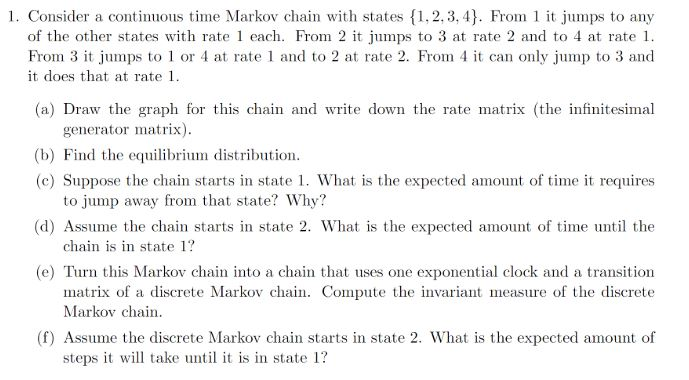 1. Consider a continuous time Markov chain with | Chegg.com