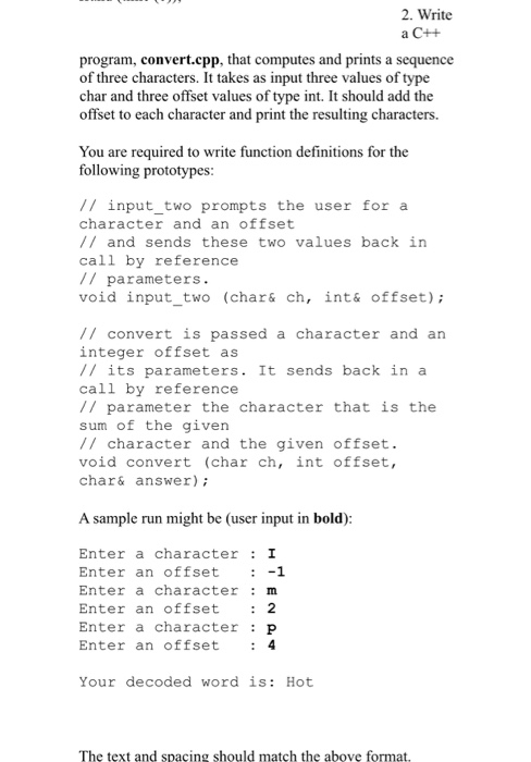 Solved 2. Write a C++ program, convert.cpp, that computes | Chegg.com