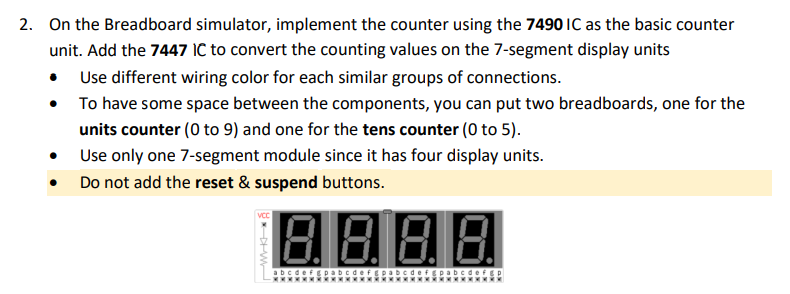 2. On the Breadboard simulator, implement the counter | Chegg.com