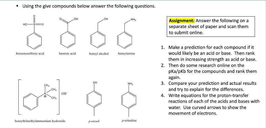 Solved Using the give compounds below answer the following | Chegg.com