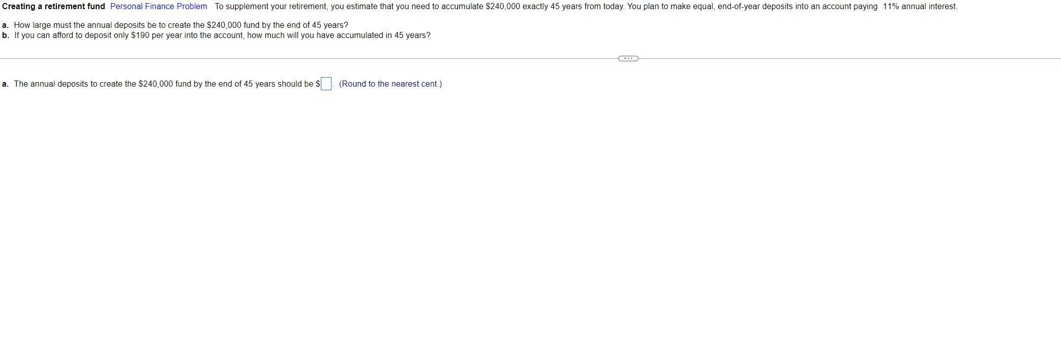 Solved Creating a retirement fund Personal Finance Problem | Chegg.com