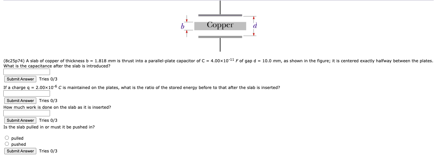 Solved Copper (8c25p74) A slab of copper of thickness b = | Chegg.com