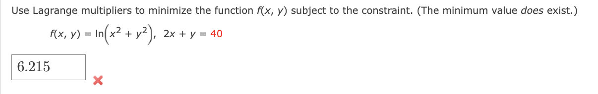 Solved Use Lagrange multipliers to minimize the function | Chegg.com