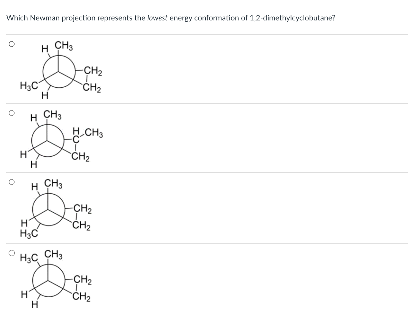 Solved Which Newman projection represents the lowest energy | Chegg.com