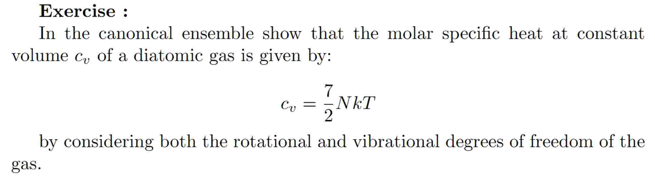 Solved Exercise :In ﻿the canonical ensemble show that the | Chegg.com