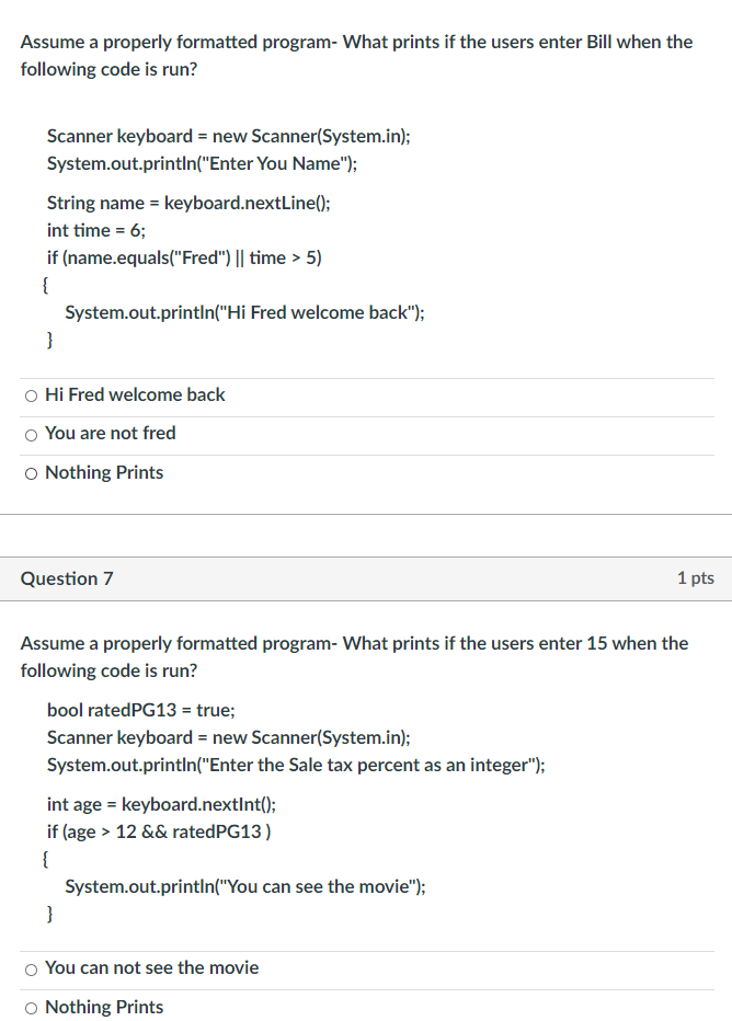 Solved Assume a properly formatted program- What prints if | Chegg.com