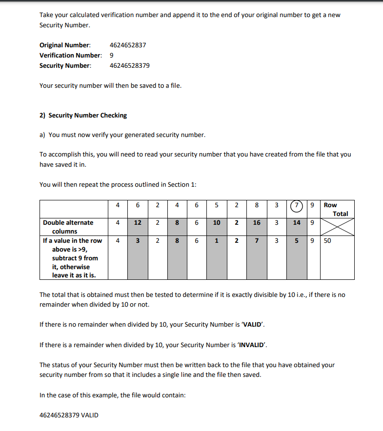 Take your calculated verification number and append | Chegg.com