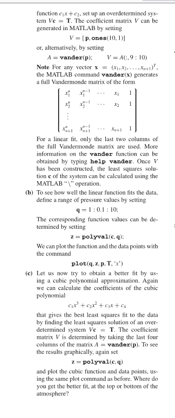 Solved function c1x+c2, ﻿set up an overdetermined sys-tem | Chegg.com