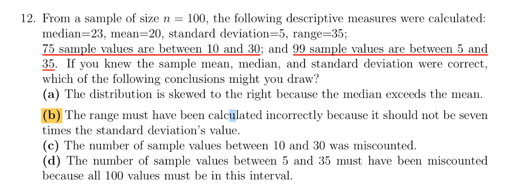 Solved 12. From a sample of size 100, the following | Chegg.com