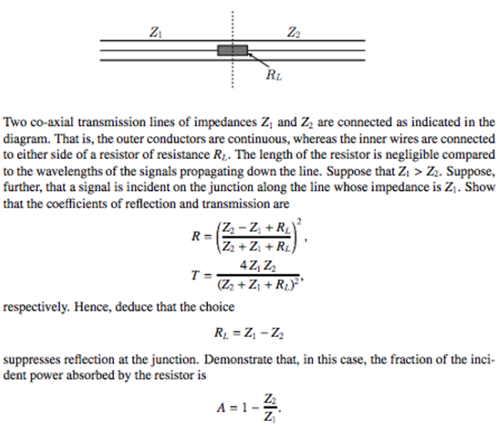 Two co-axial transmission lines of impedances Z and Z | Chegg.com