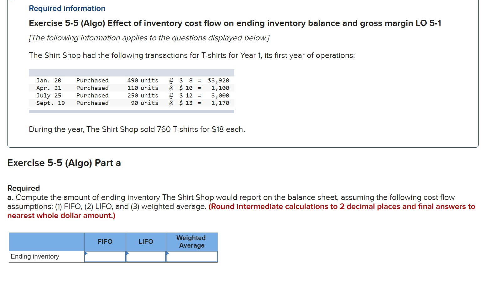 Solved Required information Exercise 5-5 (Algo) Effect of | Chegg.com