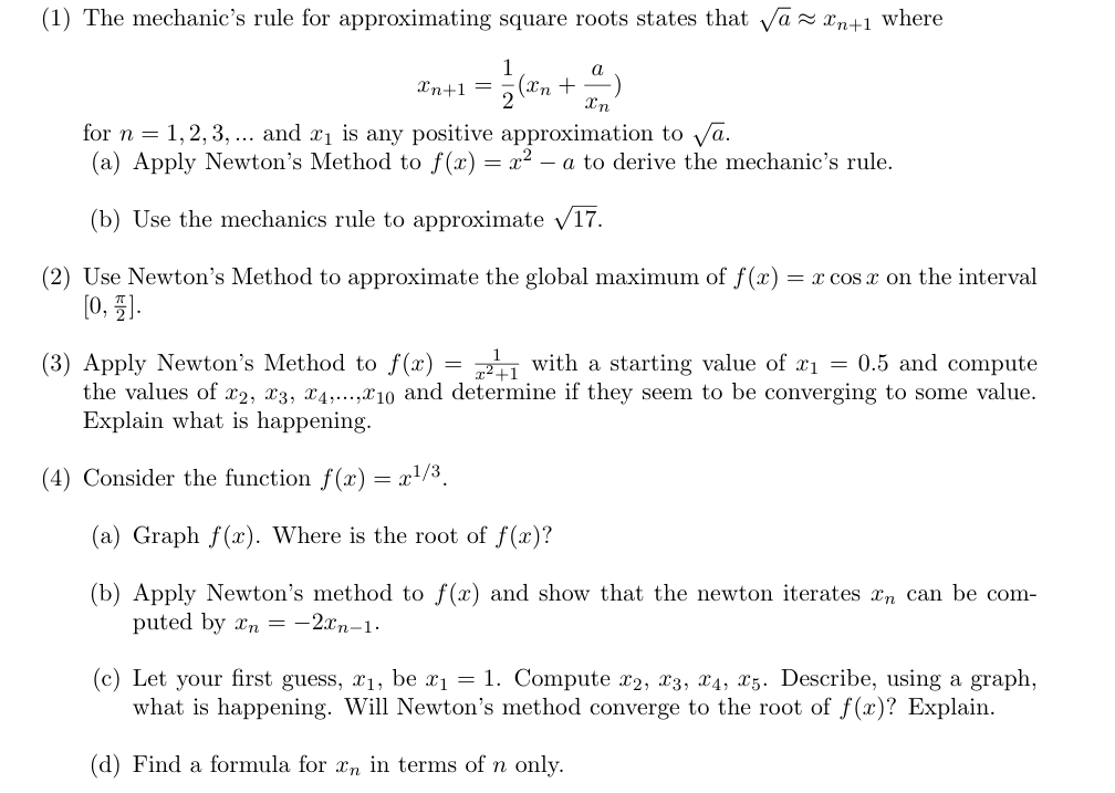 Solved by an EXPERT (1) ﻿The mechanic's rule for approximating square | Chegg.com