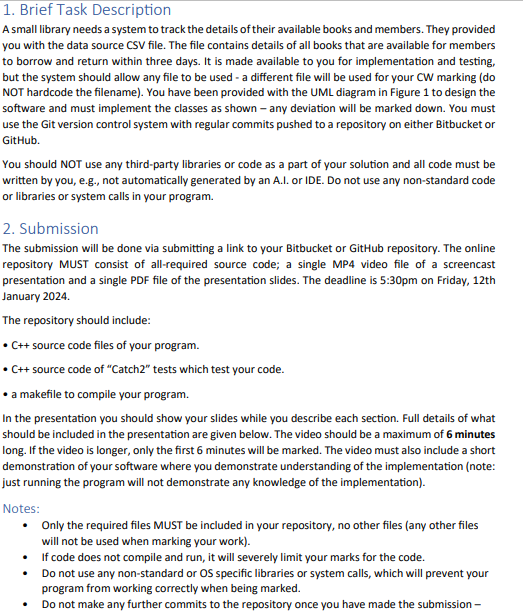 Solved Brief Task DescriptionA small library needs a system | Chegg.com