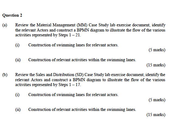 Question 2 (a) Review the Material Management (MM) | Chegg.com