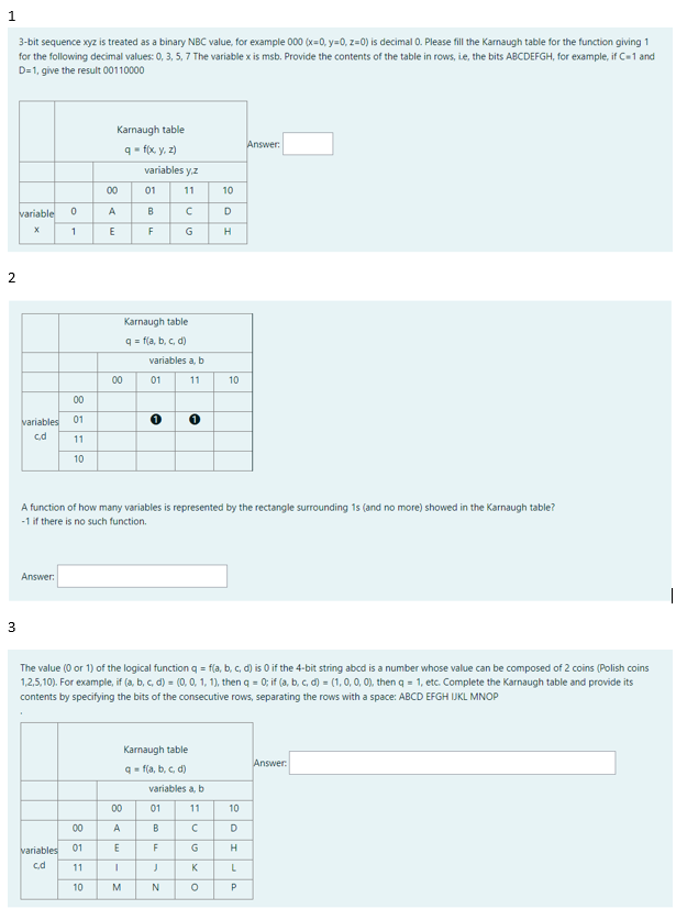 Solved 3-bit sequence xyz is treated as a binary NBC value, | Chegg.com