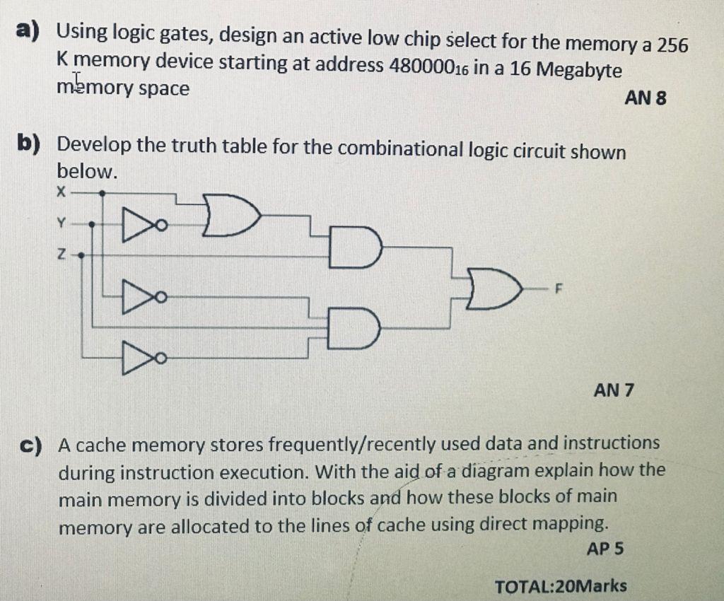 Solved a) Using logic gates, design an active low chip | Chegg.com