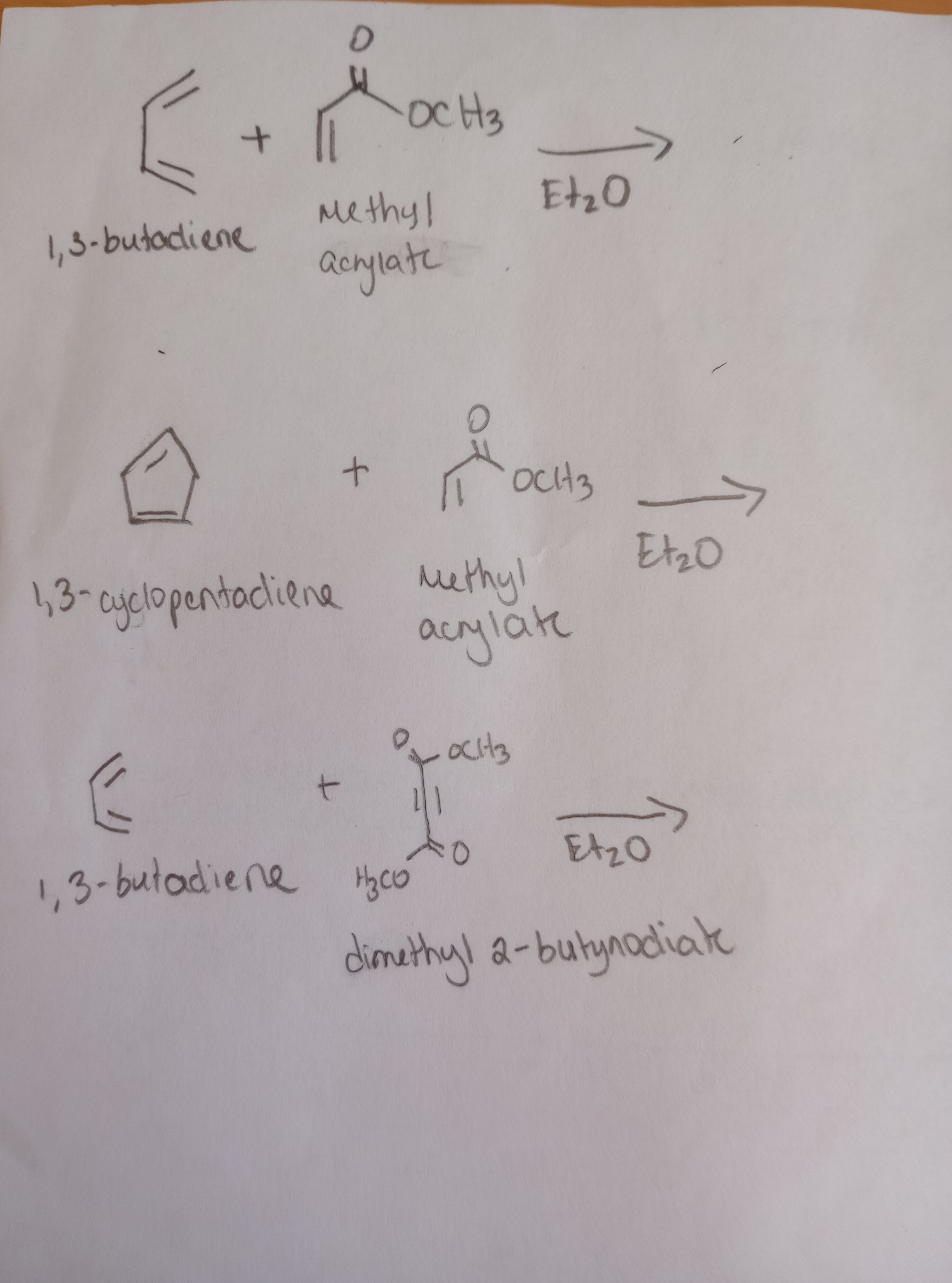 Solved 1,3-butadiene Methy! Et2O acriate | Chegg.com