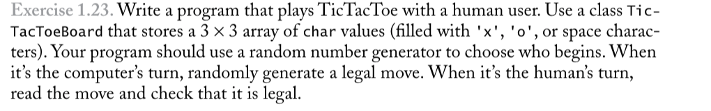 Solved Exercise 123 Write A Program That Plays Tictactoe 
