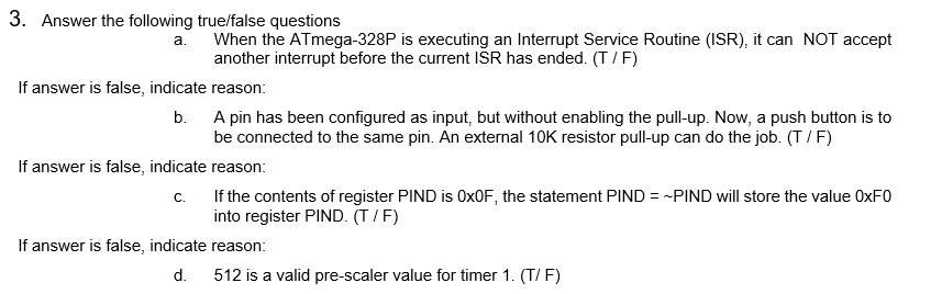 Solved 3. Answer the following true/false questions a. When | Chegg.com