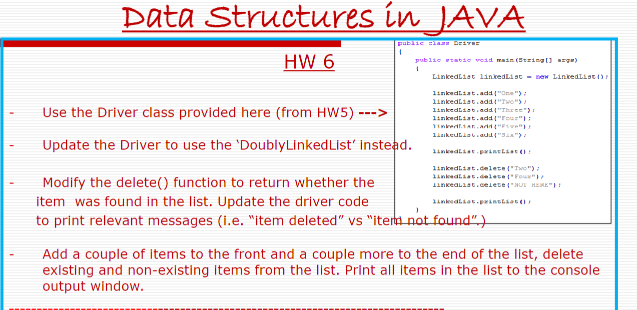 Solved Data Structures in JAVAAdd a couple of items to the | Chegg.com