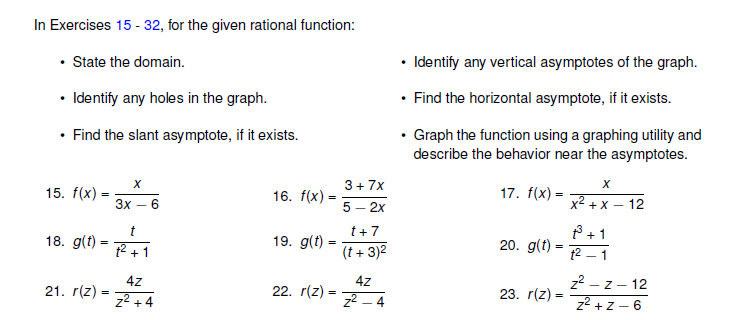 Solved In Exercises 15 - 32, for the given rational | Chegg.com
