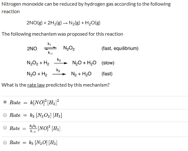 Solved Nitrogen monoxide can be reduced by hydrogen gas | Chegg.com