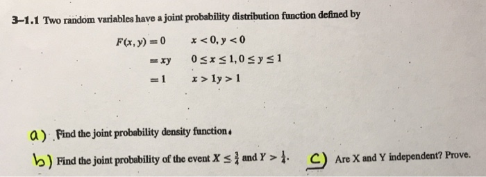 Solved 3-1.1 Two random variables have a joint probability | Chegg.com