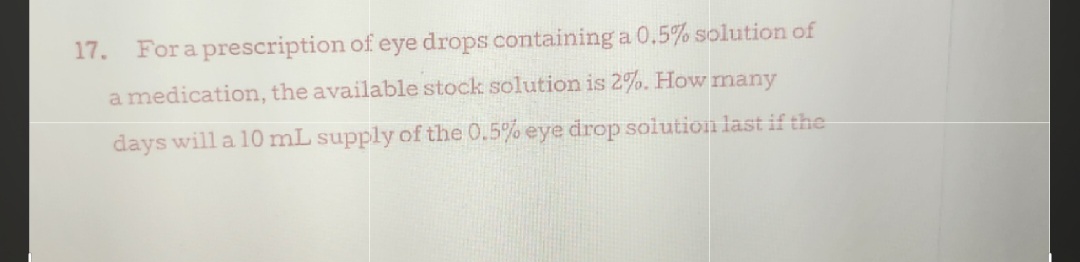 Solved For a prescription of eye drops containing a 0.5% | Chegg.com