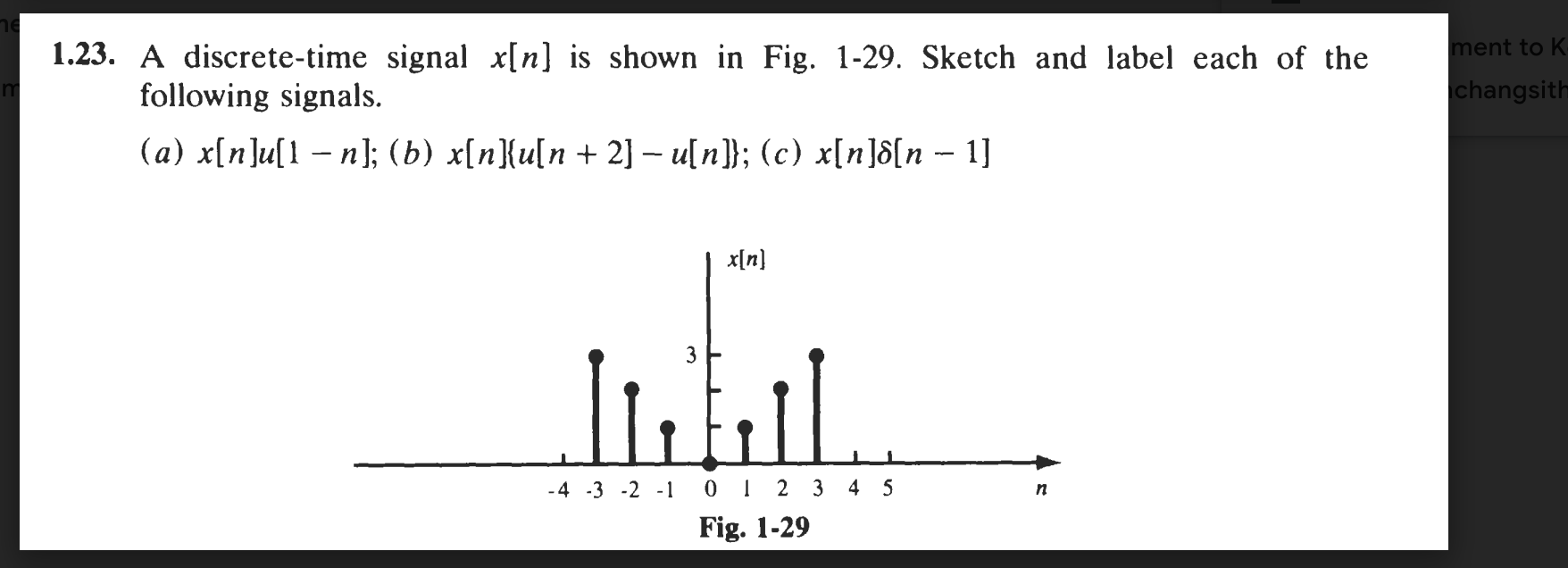 Solved ment to K 1.23. A discrete-time signal x[n] is shown | Chegg.com